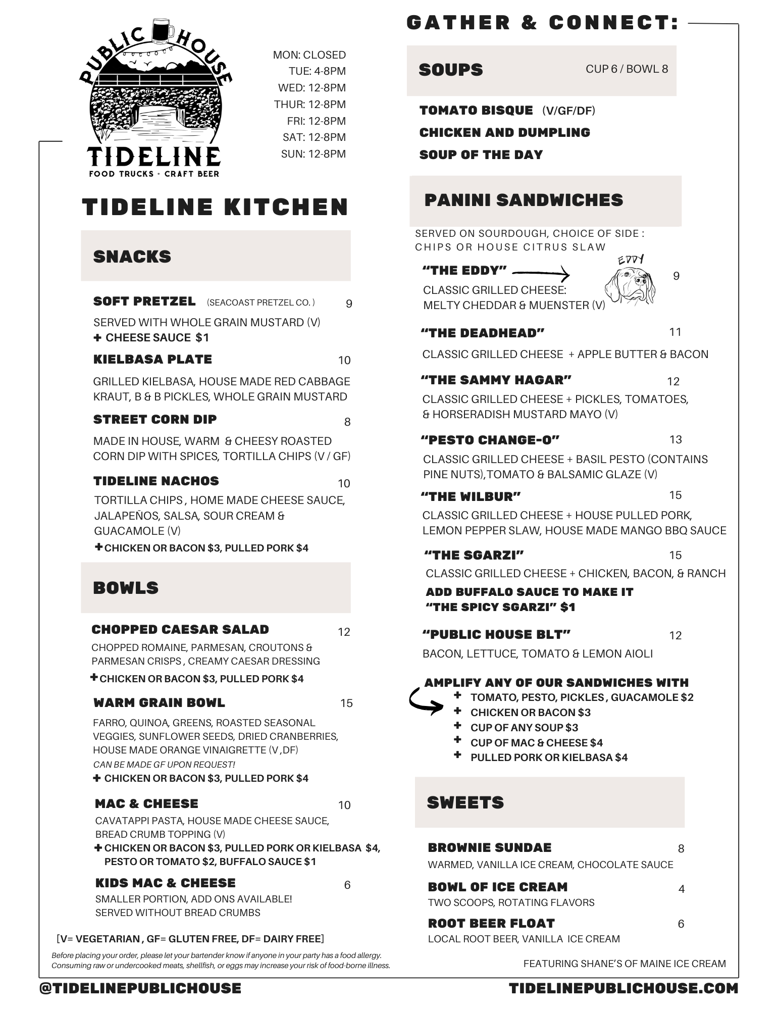 Our Menu | TIDELINE PUBLIC HOUSE